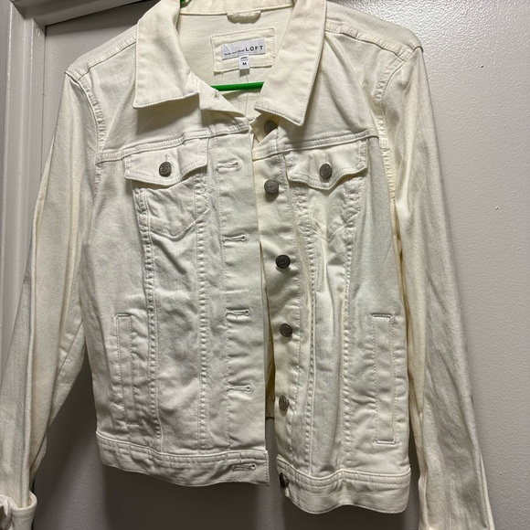 LOFT | Jackets & Coats | Loft Womens White Denim Jacket Medium | Poshmark